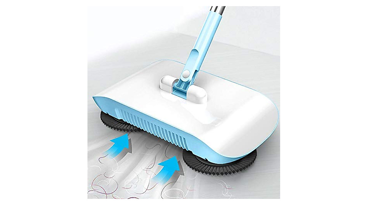 Hand Push Sweeper - Household Non Electric Floor Cleaning Tool (Blue)