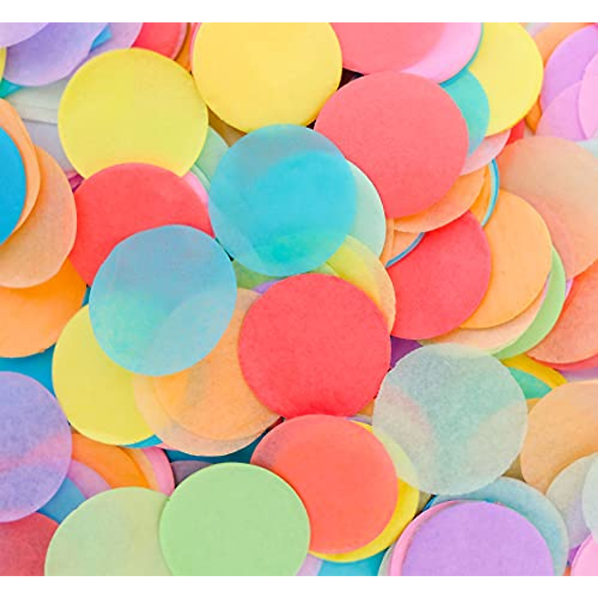 La Sol Imports Round Pastel Tissue Confetti Circle Dots Rainbow Confetti for Party Table Wedding Celebrations Multicolor Biodegradable Paper Tissue 1 inch Circles 1.4 Oz 1.4 Ounce Pack of 1
