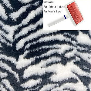 Highshion Artificial Shaggy Faux Fur Fabric | 64" x 36" | Camera Floor Chair Cover Seat Cushion for Any DIY Craft | Rectangular Patch Costume | Plush Crafting Sewing(64"X36"，Zebra Stripe)
