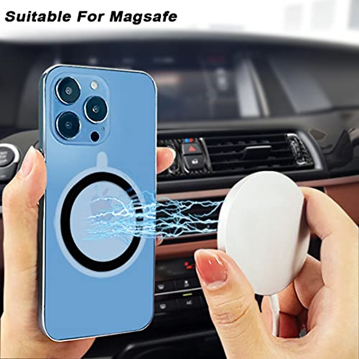 12 Pieces Magnetic Wireless Charger Universal Metal Rings with Sticker, 6 Colors, Ultra Thin Metal Rings Compatible with MagSafe Wireless Charger Car Charger on Most Smartphone