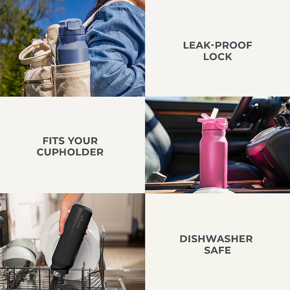 REDUCE 32 oz Hydrate Pro Stainless Steel Insulated Water Bottle - Flip Top Leak-Proof Lid, Dishwasher Safe, BPA-Free, Dual Wall Vacuum, Keeps Drinks Cold for 48 Hrs, Cup Holder Friendly - Sedona