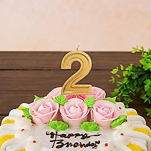 LUTER 2.76 Inches Large Birthday Candles Gold Glitter Birthday Cake Candles Number Candles Cake Topper Decoration for Wedding Party Kids Adults (1)