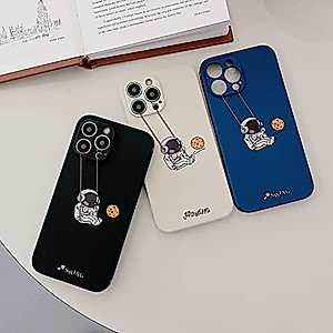 Yonds Queen for iPhone 13 mini Cute Case, Cool Cartoon Swing Astronaut Planet Moon Design Stylish Soft TPU Bumper Shockproof Anti-Slip Protector Case (iPhone 13 mini, Black Planet)