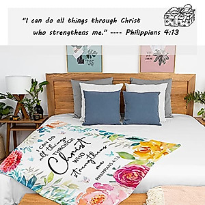 CUJUYO Christian Gifts for Women Blanket 60"x50", Inspirational Religious Gifts for Women Throw Blanket, Catholic Spiritual Gifts for Women, First Communion Gifts for Girls Catholic Blankets Throws