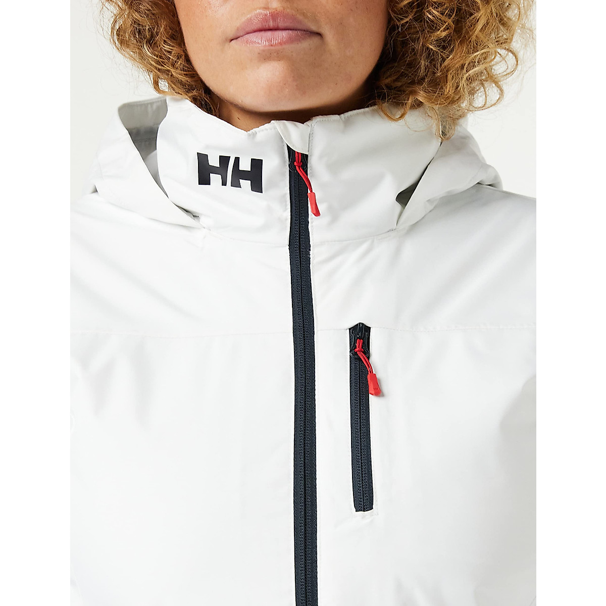Helly Hansen Women's Crew Hooded Midlayer Fleece Lined Waterproof Rain Jacket, 001 White, XX-Large