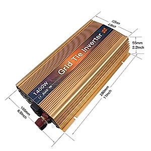 Mars Rock 1400w Grid Tie Micro Solar Inverter, 20-50v Dc To 90-140v Ac MPPT Pure Sine Wave Converter For 1400w To 2000w 36v Solar Power System Island Distinguished Gold Color Design (GTI1400W36V120G)