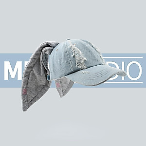OMLAMP Y2k Hats New Jeans Bunny Ears Hat Kpop Outfits for Women Woman's Baseball Cap Hip-hop Beanies Grunge Girl Caps (Stars Brim,One Size)