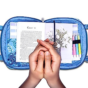 Lost Deer Bible Cover for Women with Adjustable Straps, Large Study Bible Carrying Case Bag with Zip Pocket, 10x7x2.7 Inches