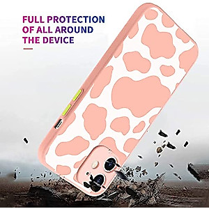 SUBESKING for iPhone 7/8/SE 2020 Pink Cow Print Case,Translucent Matte Hard PC Back with Cute Pattern Design for Women Girls Soft TPU Silicone Bumper Slim Fit Clear Protective Phone Cover 4.7 Inch