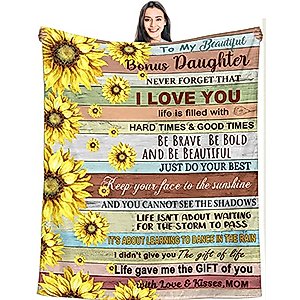 OSAM SPACE Bonus Daughter Gifts from Mom, Mothers Day Blanket Gifts for Bonus Daughter Sunflower Blankets, Stepdaughter Birthday Gifts from Stepmom, Graduation/Birthday for Her 60" x 50"