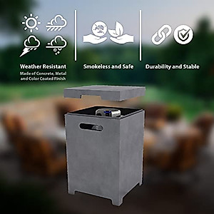 Kante 23.6" H Square Natural Eco-Friendly Concrete/Metal Outdoor Patio Backyard UV and Weather Resistant Modern Propane Tank Cover Storage Box for Gas Fire Pit,Natural Concrete,RMFP-T01-81921