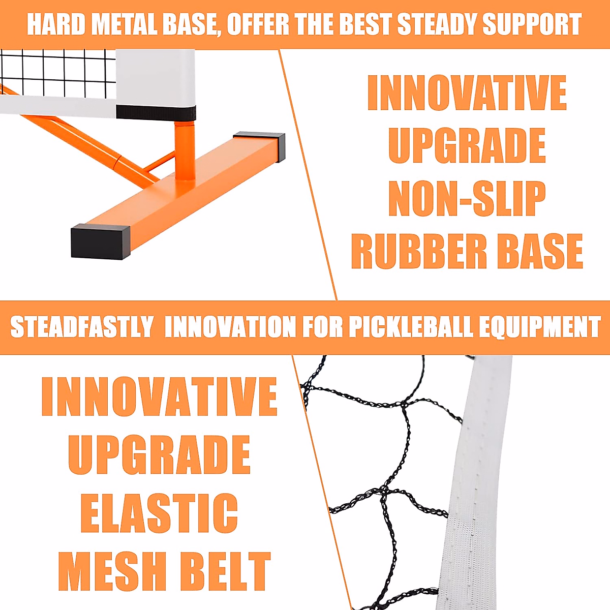 PICKLETECH 4.0 Slim Version Pickleball Net Portable Outdoor, 22 FT Pickleball Net-USAPA Regulation Size-Pickle Ball Net System with Carrying Bag for Driveway