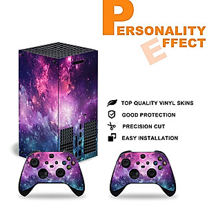 FOTTCZ Vinyl Skin for Xbox Series X Console and Controllers, Sticker Decal Protect Xbox Series X Devices - Light Purple Ancient Nebula