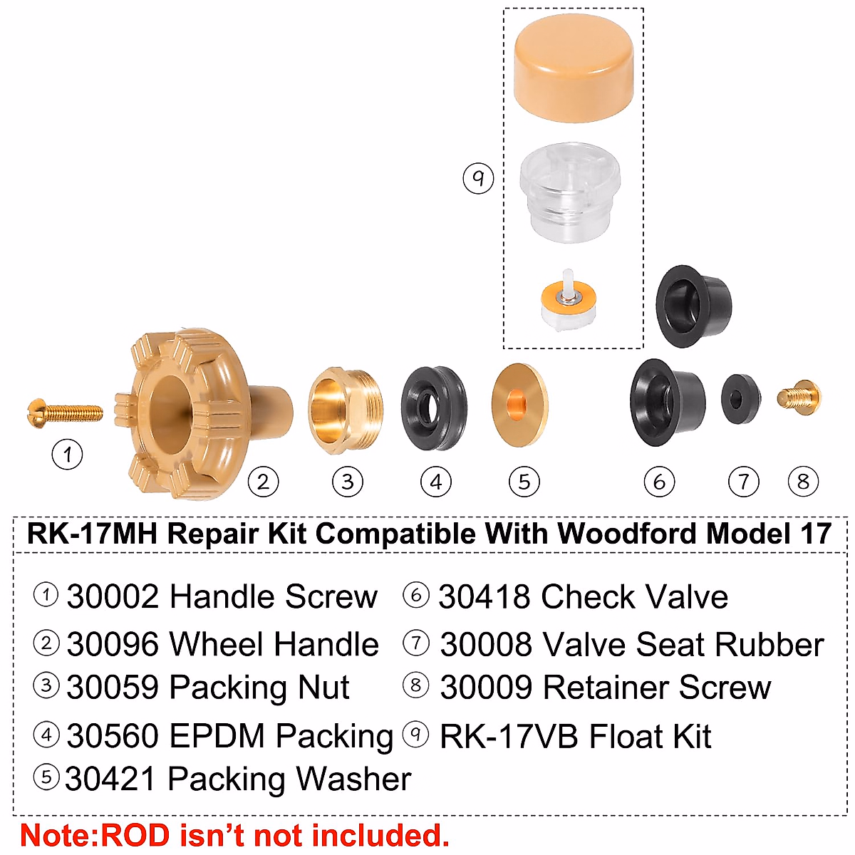 yourour RK-17MH Repair Kit Metal Handle,Outside Faucet,Compatible with Woodford Model 17