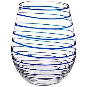 Kate Spade New York Charlotte Street 2Pc Stemless Wine Glass, 2 Count (Pack of 1), Blue