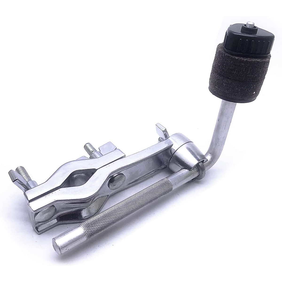 TUOREN Cymbal L-Arm Rod with Bracket Holder Extension Arm Attachment, Cymbal Boom Arm with Drum Set Mounting Clamp, Cymbal Stand Clamp with Boom Arm for Drum Set Accessories Silver