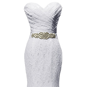 SOLOVEDRESS Women's Lace Wedding Dress Mermaid Evening Dress Bridal Gown with Sash (US 8,White)