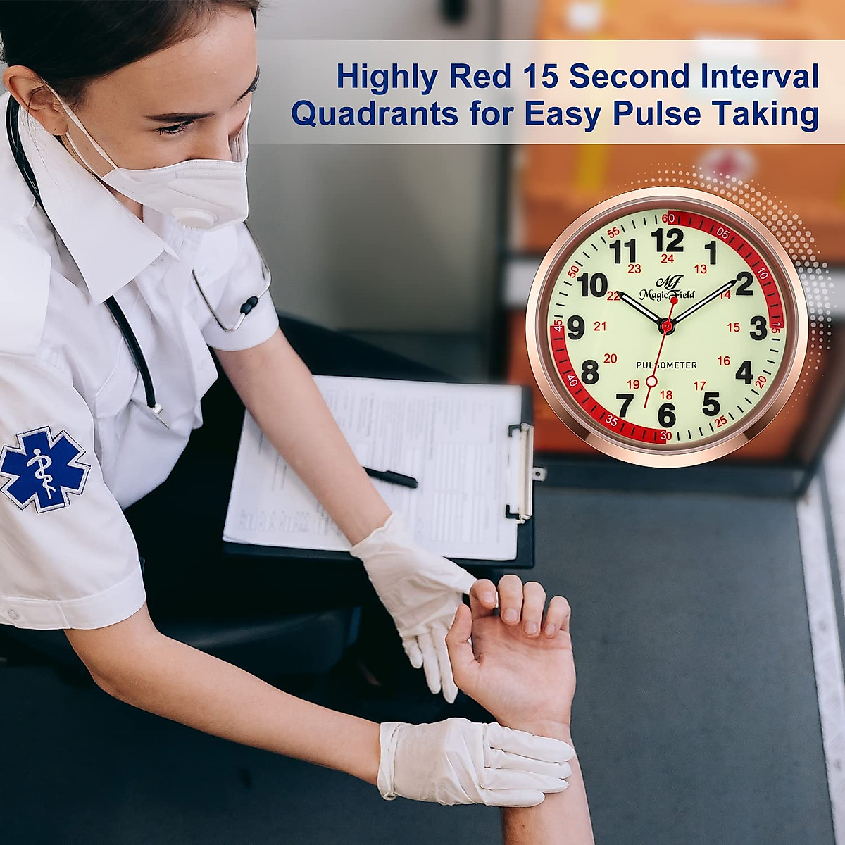 ManChDa Nurse Watch for Nurse Medical Watch Nurse Watch for Women Silicone Watch Nurse Watch Second Hand Easy to Read Watch Military Time Watch Waterproof Luminous Watch 24 Hours Watch Black