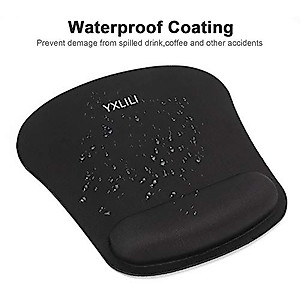 YXLILI Ergonomic Mouse Pad with Wrist Support, Gaming Mouse Mat with Gel Wrist Rest, Easy Typing & Pain Relief, Non-Slip Rubber Base, Waterproof Mousepads for Home Office Working Studying -Black