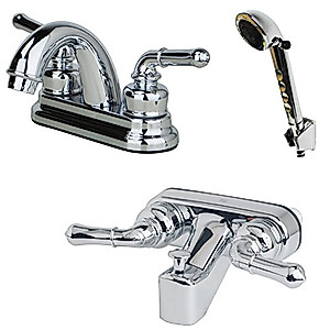 Laguna Brass 2001CP/3210CP/4120CP RV Bathroom and Tub Faucet with Matching Hand Shower Combo Chrome Finish
