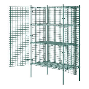 WEBSTORE SUPPLY Stationary Green Wire Security Cage Kit, Commercial Security Metal Mesh Cage, Storage Cage with Shelves (24" W x 48" L x 74" H)