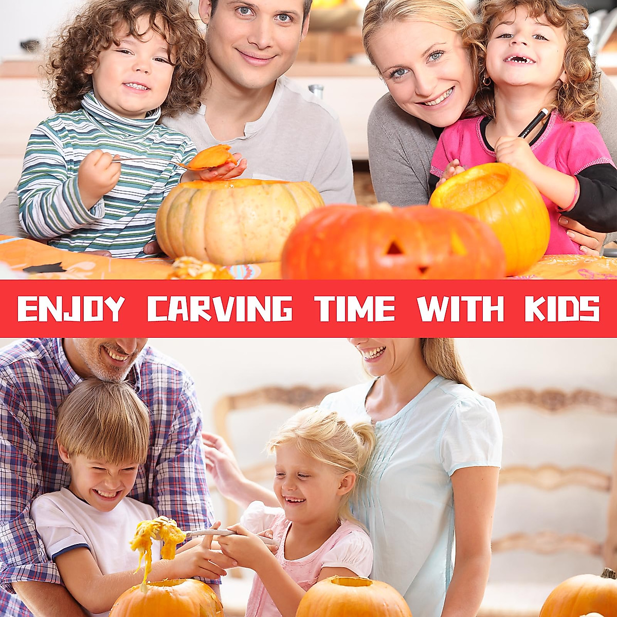 Halloween Pumpkin Carving Kit,33 PCS Pumpkin Carving Tools for Kids&Adults-Professional Stainless Steel Carving Tools & Carving Stencils & Candles-Halloween Gifts Decoration Jack-O-Lantern