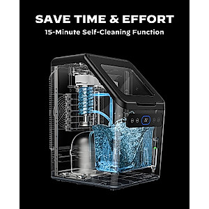 Silonn Nugget Ice Maker - Timer Ice Machine with Self-Cleaning, 44lbs per Day Pebble Ice Maker with Soft Chewable Ice, One-Click Operation Ice Machine for Home, Kitchen, Office