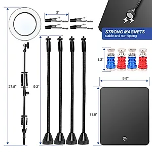 Soldering Station Kit with Clamp Magnifying Glass for Close Work, YSaekYeo Heavy Base & 2-in-1 Desk Magnifier with Stand, Adjustable Magnetic Helping Hands & Solder Arms, 3-Color LED (1BCW-MG-02)