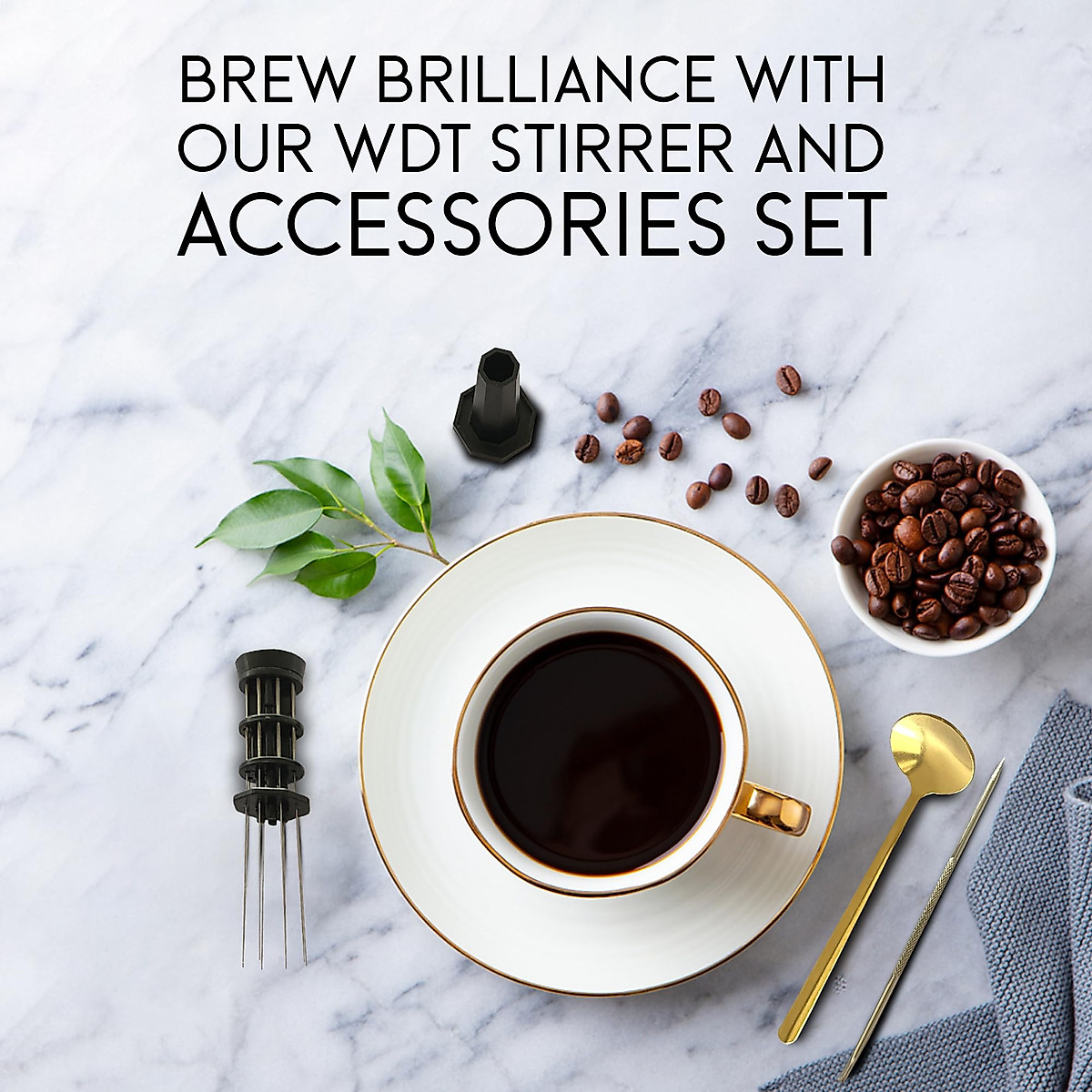 Suneville WDT Tool with 8 Needles (0.4mm) - Espresso Distribution Tool Set with 2 Replacement Needles Stainless Steel Coffee Stirrer, Latte Art Pen & Spoon - Coffee Making Accessories