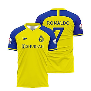 Ronaldo 7# Home Soccer Jersey 2022/23 (US, Alpha, Medium, Regular, Regular, Yellow)