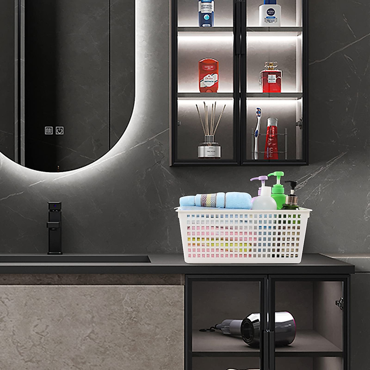 Joyeen 3 Packs Large Organizer Baskets Bins, Plastic Storage Basket (White)