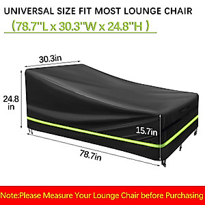 [2Pack] Upgraded Patio Chaise Lounge Chair Reflective Covers Waterproof Outdoor, All Weather Guard Pool Lounger Chair Covers, 420D Oxford Fabric Heavy-Duty Protection,79''L x 30''W x 25''H,Black