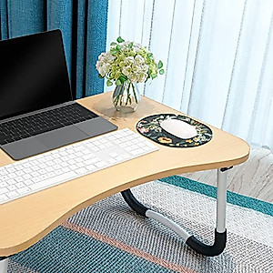 Ovenbird Small Mouse Pad with Stitched Edges, Vintage Flower Gaming Mousepad, Portable Mini Desk Pad with Anti-Slip Rubber Base, Cute Mouse Pad for Desk, Laptop & Wireless Mouse, 7 x 5.5 in, Black