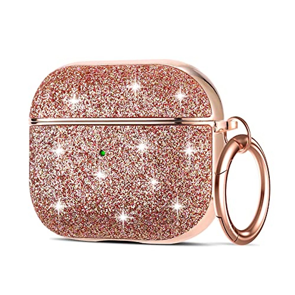 Valkit for Apple Airpods 3 Case Cover 2021 Bling Sparkle, Luxury Glossy Hard Shell Scratch Resistant Drop Proof Protective with Keychain for Glitter AirPods 3 Generation Charging Case - Golden