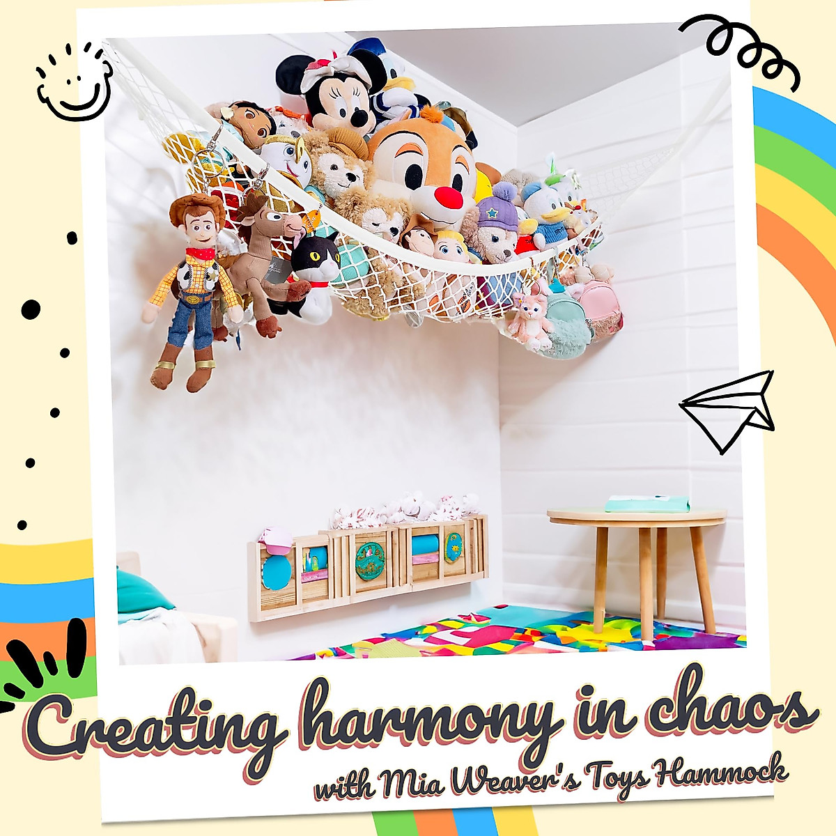 Mia Weaver Stuffed Animals Jumbo Toy Storage Hammock (Mesh 2 Packs, White)