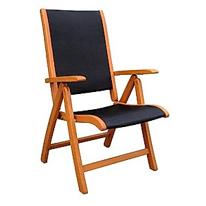 International Caravan Furniture Piece Set of Two Royal Tahiti Outdoor Wood 5-Position Folding Chair, Blue