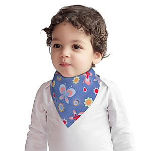Augenstern Cotton Baby Bibs Beauty Flowers Butterfly Blue Baby Bandana Drool Bibs Teething Food Bib