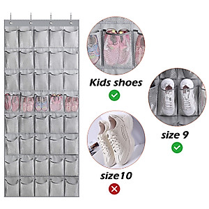 KIMBORA Large Hanging Storage Organizer Wide Over the Door Pantry Organizer kids Shoe Rack with 40 Mesh Pockets for Bathroom Cleaning Room, Grey