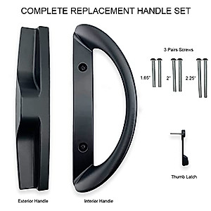 ALLYWASAI Patio Sliding Door Handle Set, Perfect Replacement Mortise Style Handle Set Fits Door Thickness from 1-1/2" to 1-3/4", 3-15/16" Screw Hole Spacing, Non-Keyed, Black
