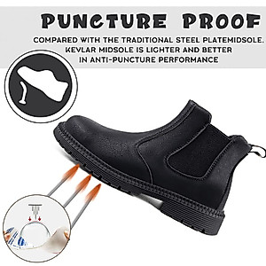 CJSPORX Zapatos Para Hombre de Trabajo Anti-Skid Safety Shoes Leather Waterproof Work Shoes black size 7.5