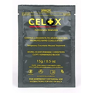 Ever Ready First Aid Combo Pack with Israeli Bandage, Celox Hemostatic Granules and Universal Aluminum Splint