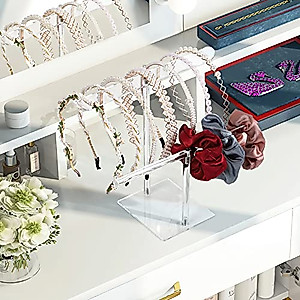 Headband Holder Scrunchie Holder Acrylic, Clear Hair Ties Holder Organizer, Headband Display Stand, Scrunchie Storage Organizer, Hair Accessories Organizer for Women and Girls