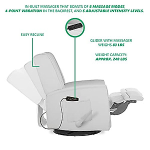 Evolur Linda Upholstered Plush Seating Swivel Glider, Rocker, Misty Grey