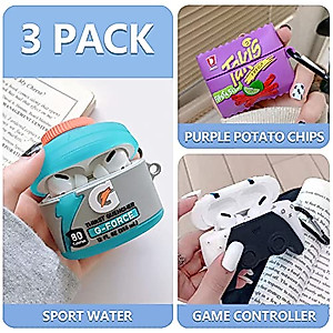 (3 Pack) Cute Airpod Case for Airpods Pro,3D Kawaii Silicone Cartoon Funny Cool Protective Cover Accessories for Apple Air pod Pro Charging Case for Girls Boys (Bubble Gum+Sport Water+Game Controller)