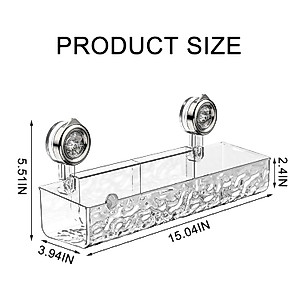 ZCNANDG No Drill Clear Wall Caddy, Drill-Free Removable Storage,Removable Suction Cup Shelf, Organizer for Shower, Sink, Wall Mounted Space Saver, No Drilling Bathroom Shower Organizer