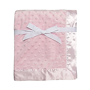 Baby Starters Textured Dot Blanket with Satin Trim, Pink 30" x 40"