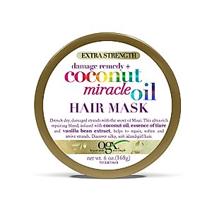 OGX Extra Strength Damage Remedy + Coconut Miracle Oil Hair Mask, Extra Hydrating & Softening Anti-Frizz Treatment to Help Repair Hair, Paraben-Free, Sulfated-Surfactants Free, 6 oz