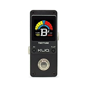 KLIQ TinyTune Tuner Pedal for Guitar and Bass - Mini - Chromatic - with Pitch Calibration and Flat Tuning (Power Supply Required)