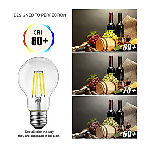 MaoTopCom A19(A60) LED Bulbs Edison Vintage Light Bulbs Dimmable, 40 Watt Equivalent 4000K Natural White 600LM Clear Glass Globe Light Bulb for Home Lighting, E26 Medium Base, AC 110V, 4 Pack