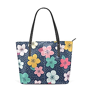 Colorful Floral And Dot Handbags Shoulder Bags Leather Crossbody Handbag for Women Tote Satchel